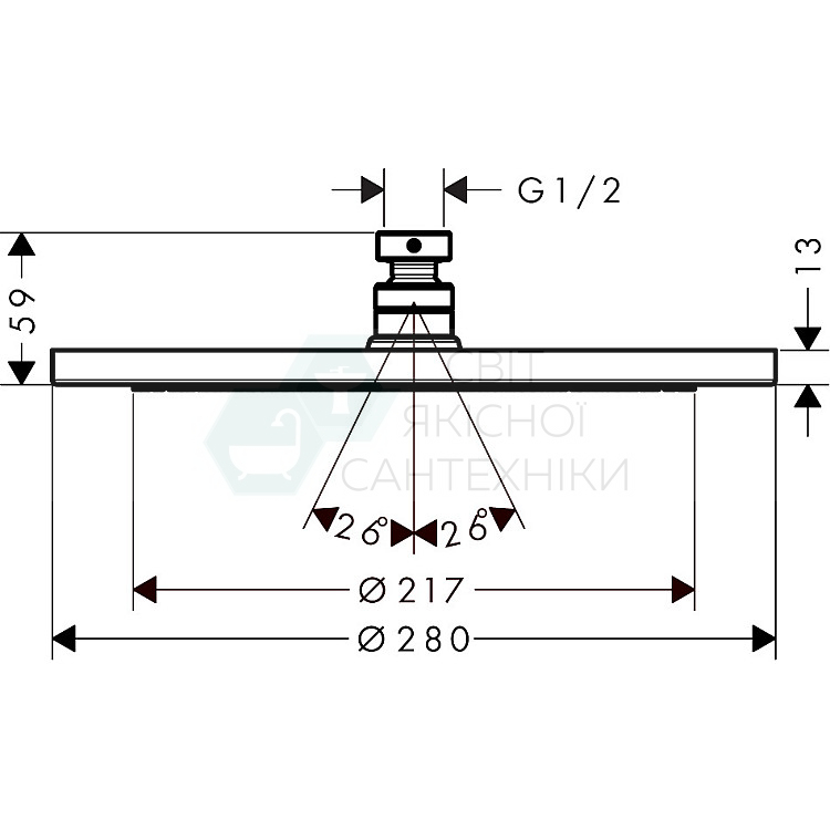 Купити Верхній душ Brushed Black Chrome Hansgrohe Croma 280 1jet ...