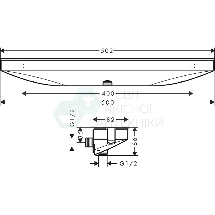 Купити Шлангове під'єднання з поличкою L Chrome Hansgrohe Porter 500 ...