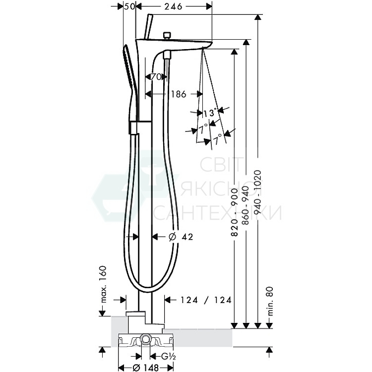 Купити Змішувач для ванни HANSGROHE PuraVida 15473400 - SVITSANTEH