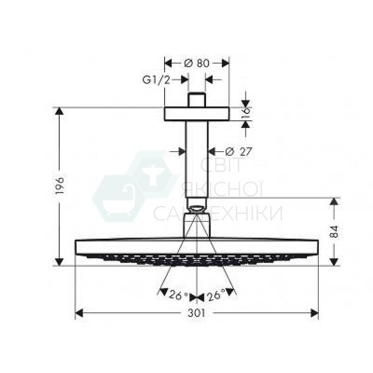 Купить Верхний душ HANSGROHE Raindance Select S 27337000 - SVITSANTEH
