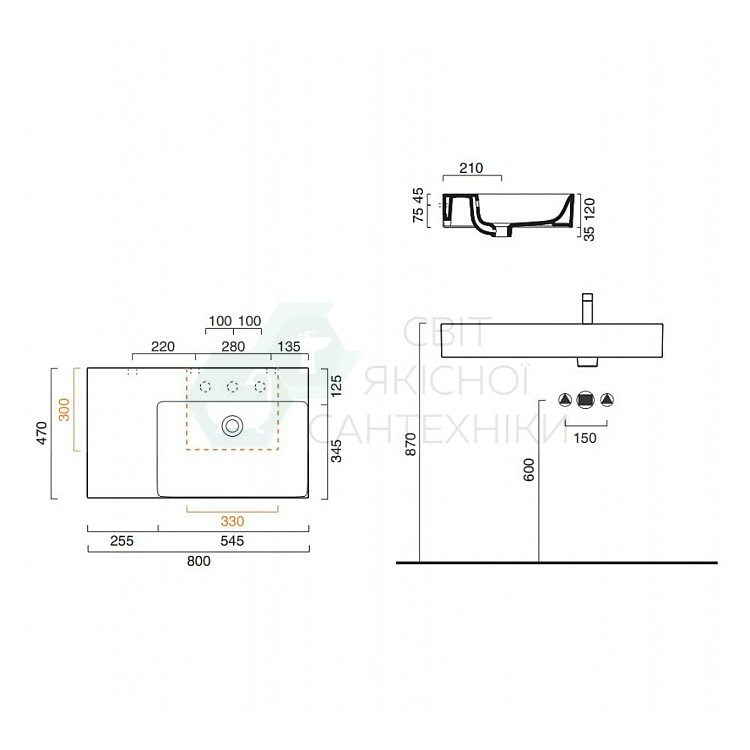 Купити Раковина без отвору під змішувач CATALANO NEW PREMIUM 180DVPN00 ...