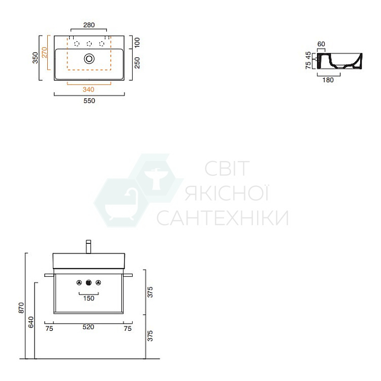 Купити Раковина CATALANO VERSO 15535ZP00 - SVITSANTEH