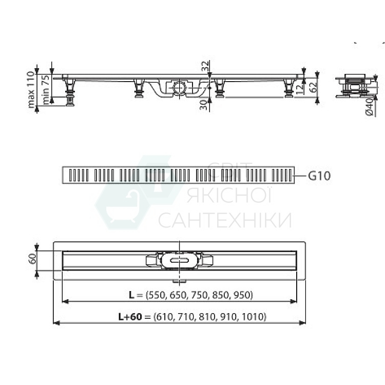 Купити Душовий трап G10-750 Koller Pool APZ10-750M | SvitSanteh