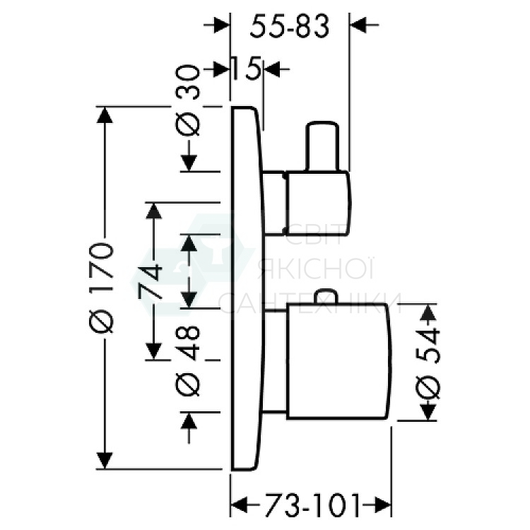 Купити Термостат HANSGROHE Ecostat S 15721000 | SvitSanteh