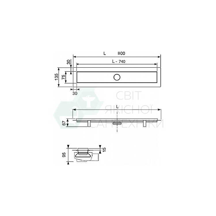 Купити Канал дренажний в зборі TECE TECElinus 800 мм 15103089 - SVITSANTEH