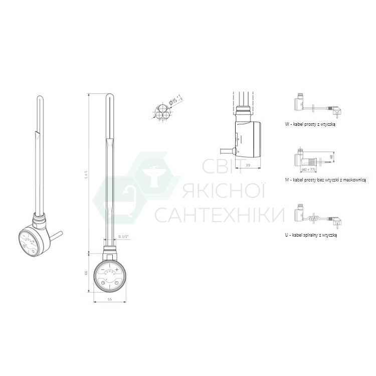 Купити ТЕН з кабелем спіральним Terma MOA 400W білий | SvitSanteh