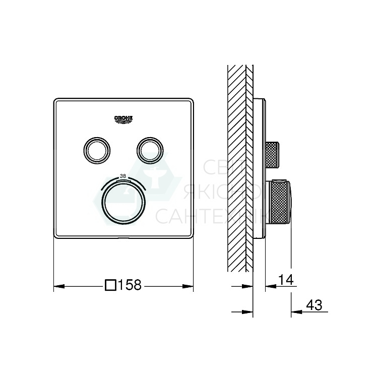 Купити Термостат прихованого монтажу з 2 кнопками Grohe Grohtherm ...
