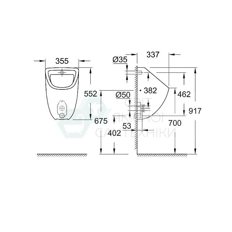 Купити Пісуар Grohe Bau Ceramic 39438000 | SvitSanteh