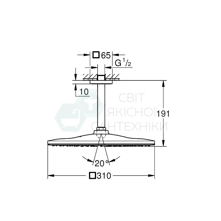 Купити Верхній душ Grohe Rainshower 310 Mono Cube 26565000 | SvitSanteh