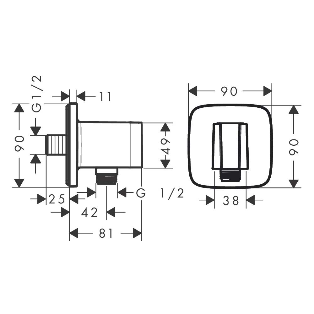 Купити Шлангове під'єднання з тримачем Brushed Black Chrome Hansgrohe ...