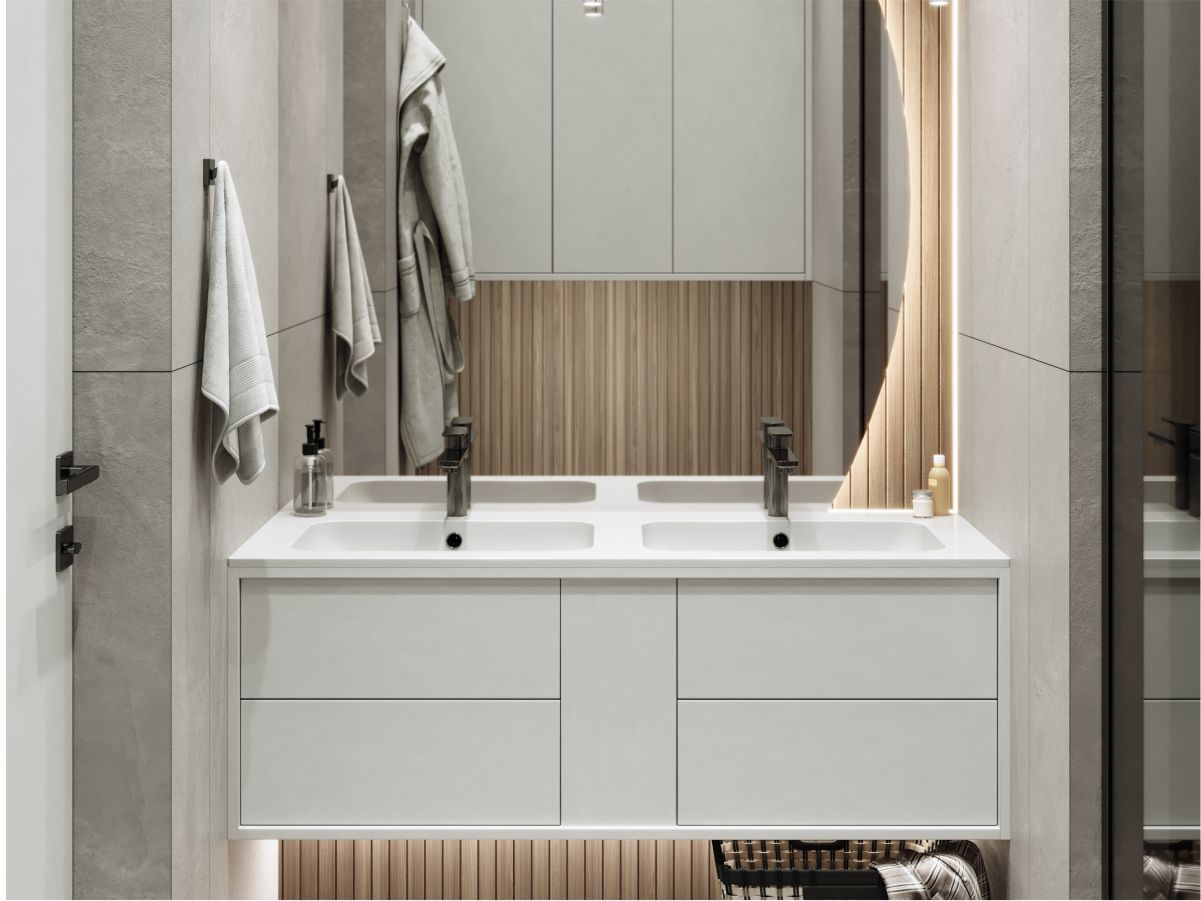 Купити Умивальник MIRAGGIO DELLA 1200-2 Miramarble білий глянцевий - SVITSANTEH